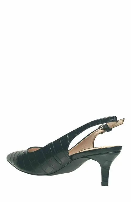 French Connection Quinn Croc Effect Slingback Kitten Heel - Black