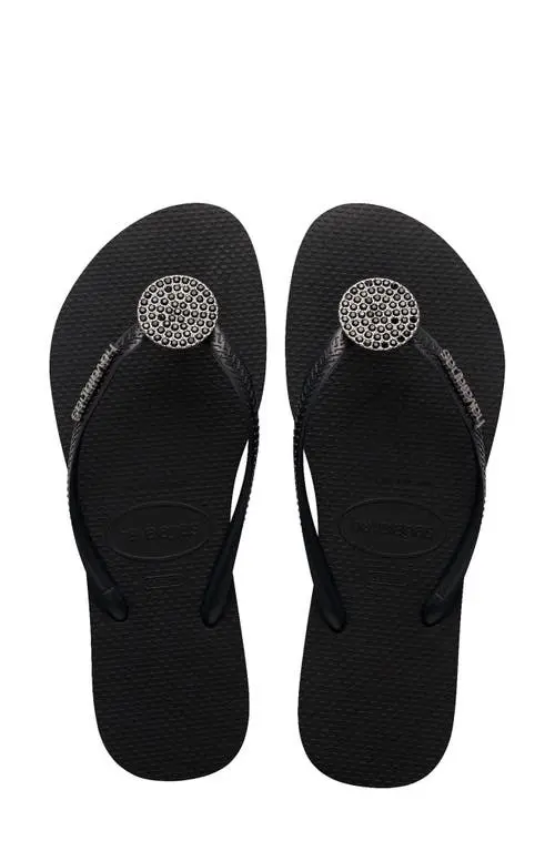 Havaianas Slim Crystal Flip Flop - Black
