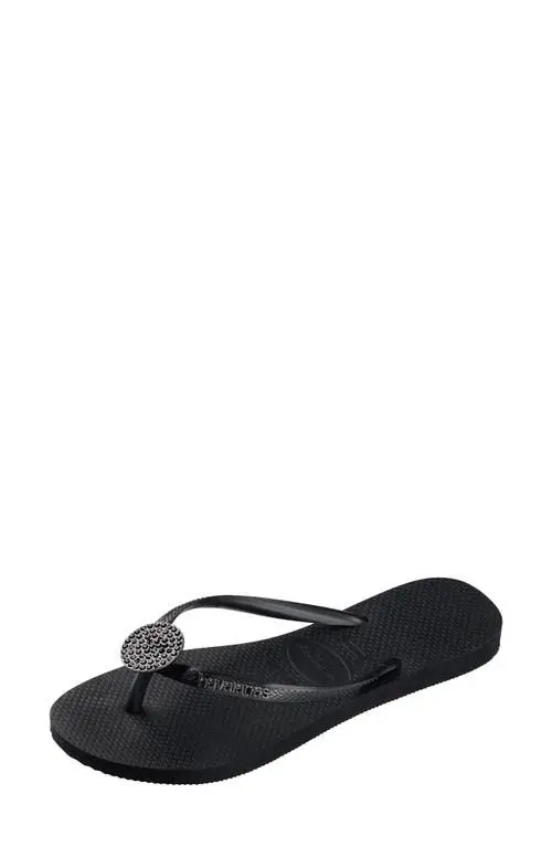 Havaianas Slim Crystal Flip Flop - Black