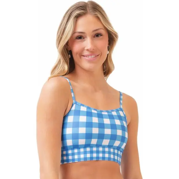LIME RICKI SWIMWEAR Bralette Top With Adjustable Straps - Blue Gingham