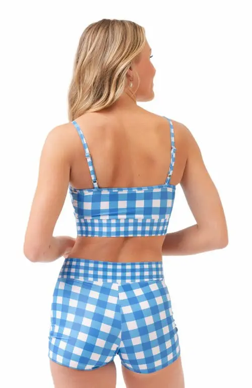 LIME RICKI SWIMWEAR Bralette Top With Adjustable Straps - Blue Gingham