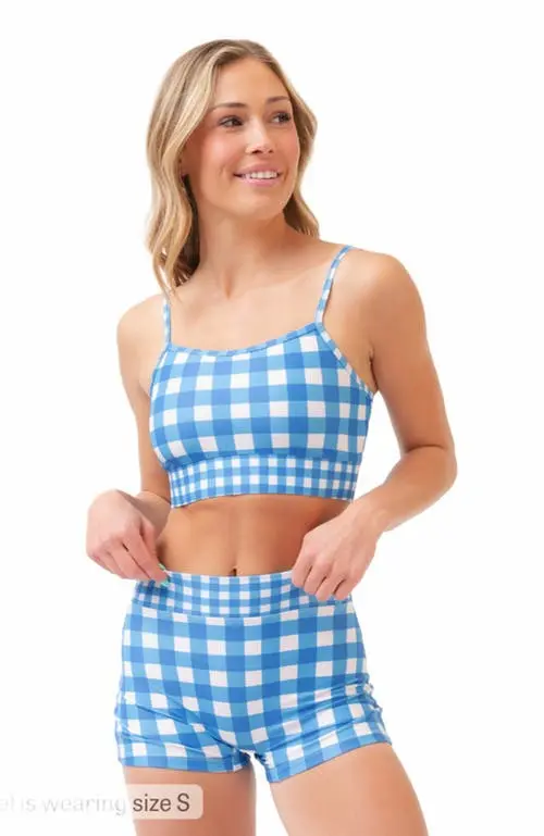 LIME RICKI SWIMWEAR Bralette Top With Adjustable Straps - Blue Gingham