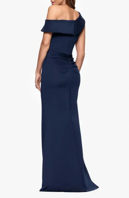 XSCAPE EVENINGS Ruffle One-shoulder Gown - Midnight
