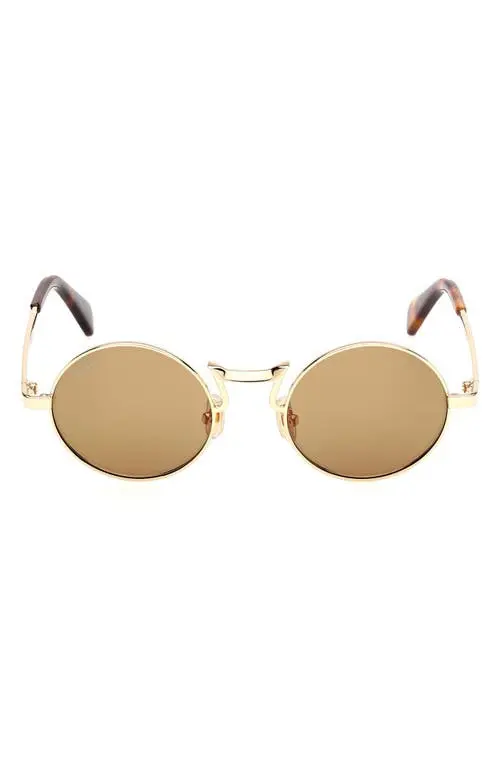 Max Mara 48mm Round Frame Sunglasses - Deep Gold / Roviex Mirror