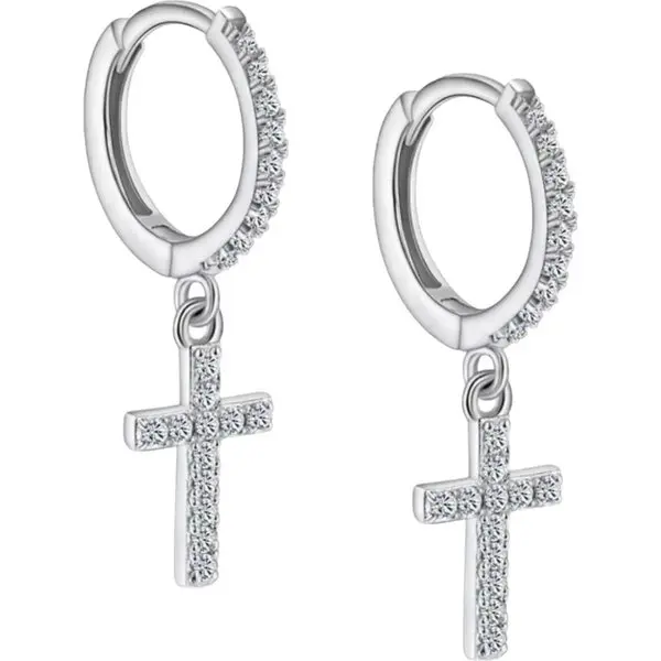 DONATELLO GIAN Name Sterling Moissanite Cross Earrings