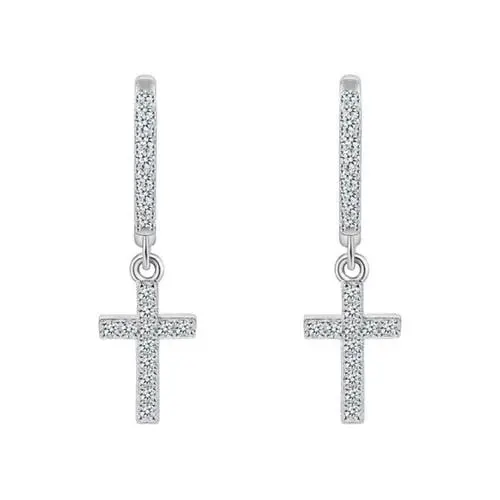 DONATELLO GIAN Name Sterling Moissanite Cross Earrings