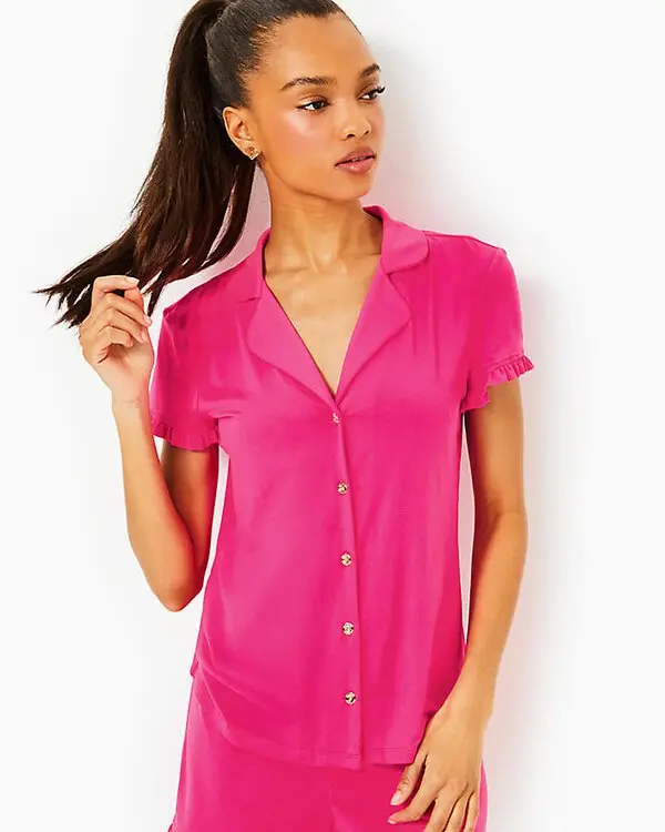 LILLY PULITZER Valaine Pajama Top - Passion Fruit Pink
