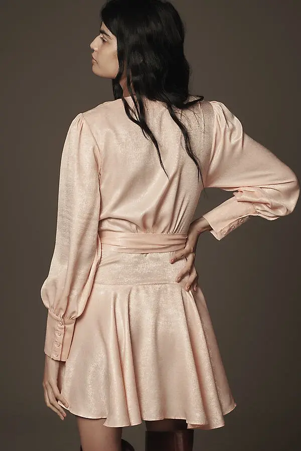 Glamorous Long-Sleeve Metallic Wrap Mini Dress In Orange - 28% Off |  Editorialist