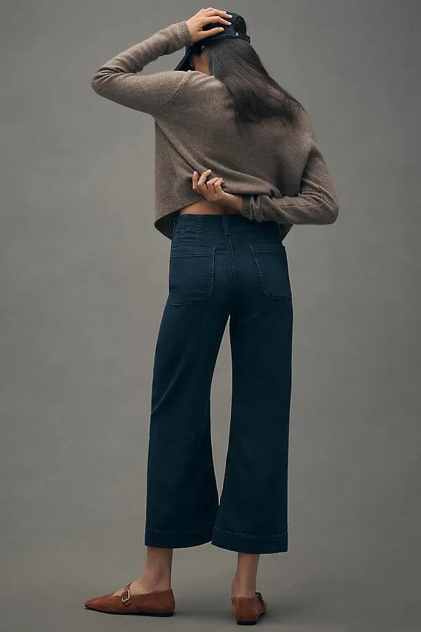 Maeve Colette Knit High-rise Wide-leg Cropped Jeans