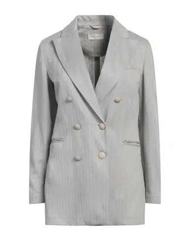 CIRCOLO 1901 Light Linen Cotton Double-breasted Blazer - Grey
