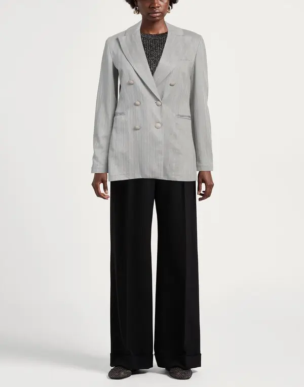 CIRCOLO 1901 Light Linen Cotton Double-breasted Blazer - Grey