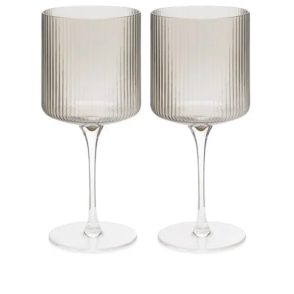 FERM LIVING Ripple Red Wine Glasses Set Of 2 - Smoked Grey