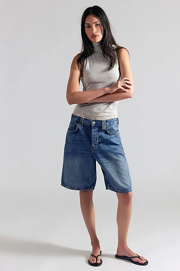 Free People We The Free Montana Denim Bermuda Shorts - Haven