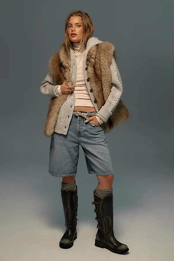 Free People We The Free Montana Denim Bermuda Shorts - Haven