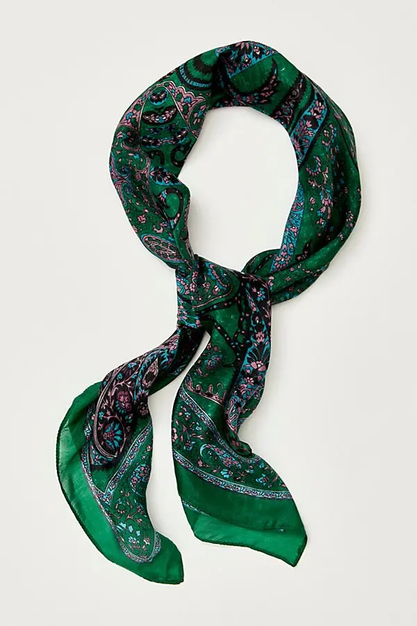 Free People So Silk Bandana - Fall Paisley Dark Emerald