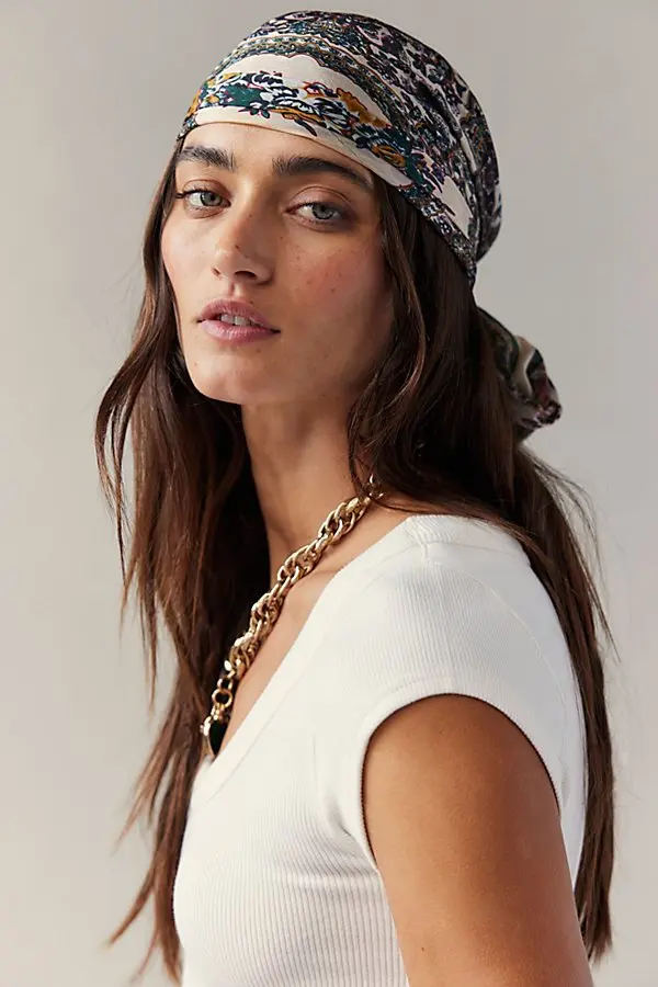 Free People So Silk Bandana - Silky Heart Sky Blue
