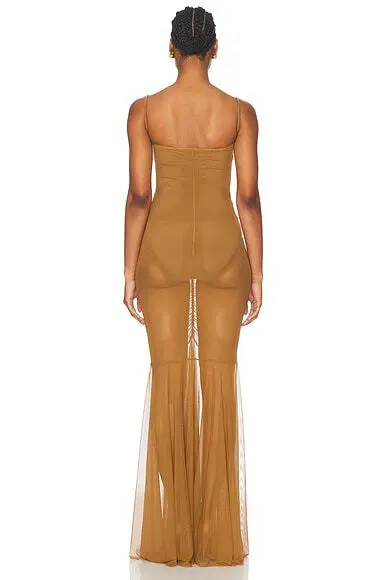 Norma Kamali Strapless Shirred Fishtail Gown - Bronze