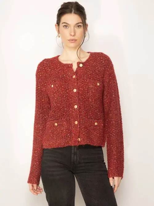 Central Park West Raya Chanel Cardigan - Red