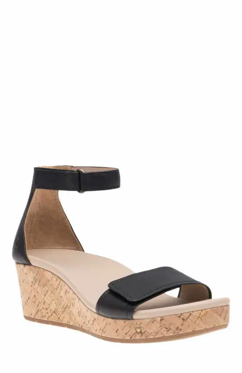 ABEO Riviera Ankle Wedge Sandal - Black Suede - Metatarsal