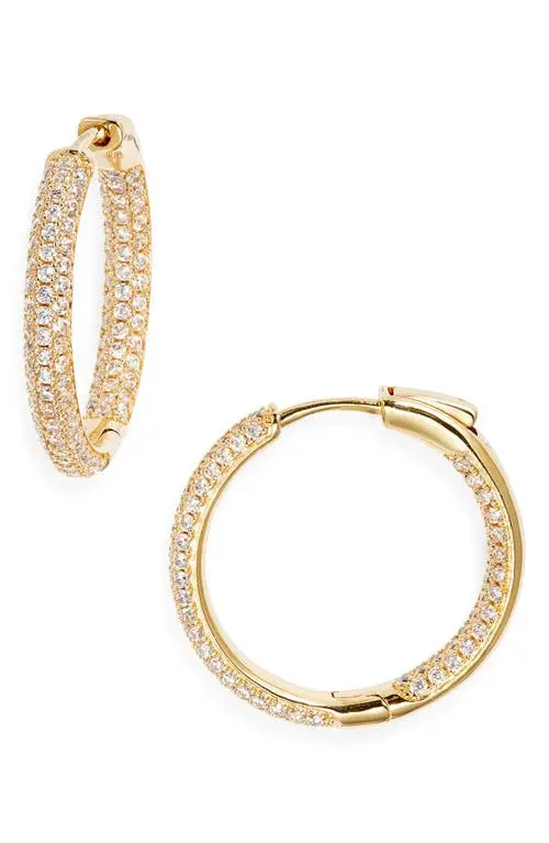 Nordstrom Cubic Zirconia Pavé Hoop Earrings - Clear- Gold