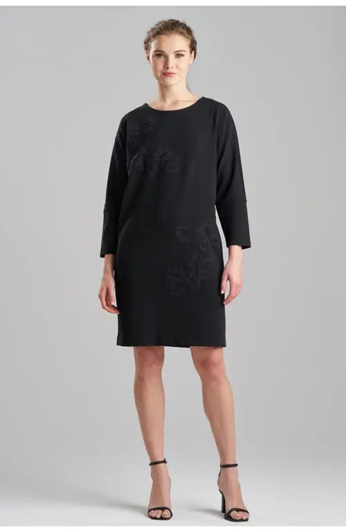 Natori Scuba Crepe Wedge Dress With Embellishment - Black