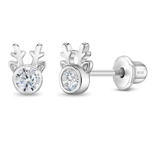 IN SEASON JEWELRY Reindeer Stud Earrings - Silver