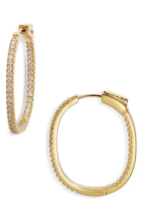 Nordstrom Cubic Zirconia Pavé Hoop Earrings - Clear- Gold