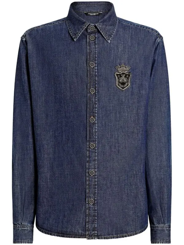 Dolce & Gabbana Logo-patch Denim Shirt