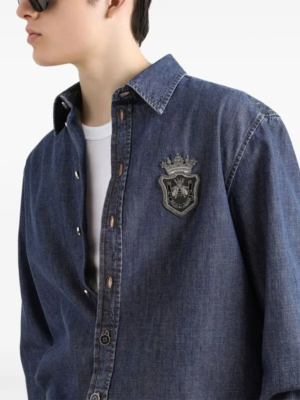 Dolce & Gabbana Logo-patch Denim Shirt
