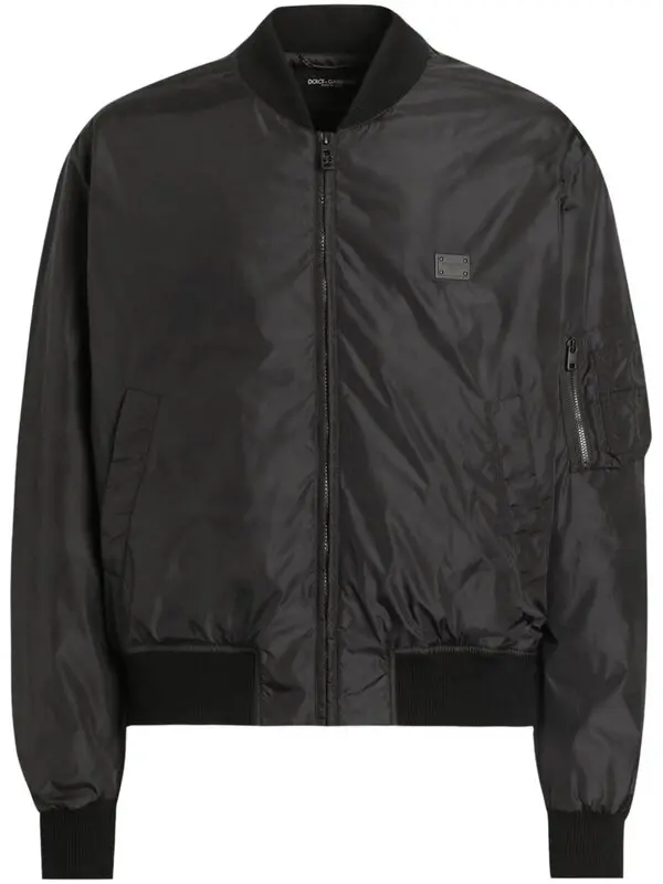 Dolce & Gabbana Logo-plaque Bomber Jacket - Black