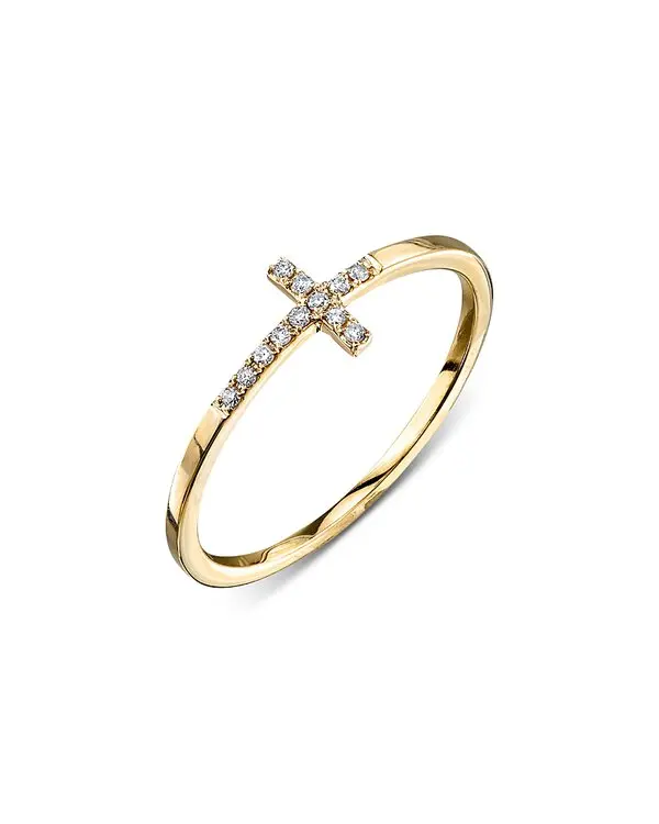 SYDNEY EVAN 14k Yellow Diamond Cross Ring - Gold