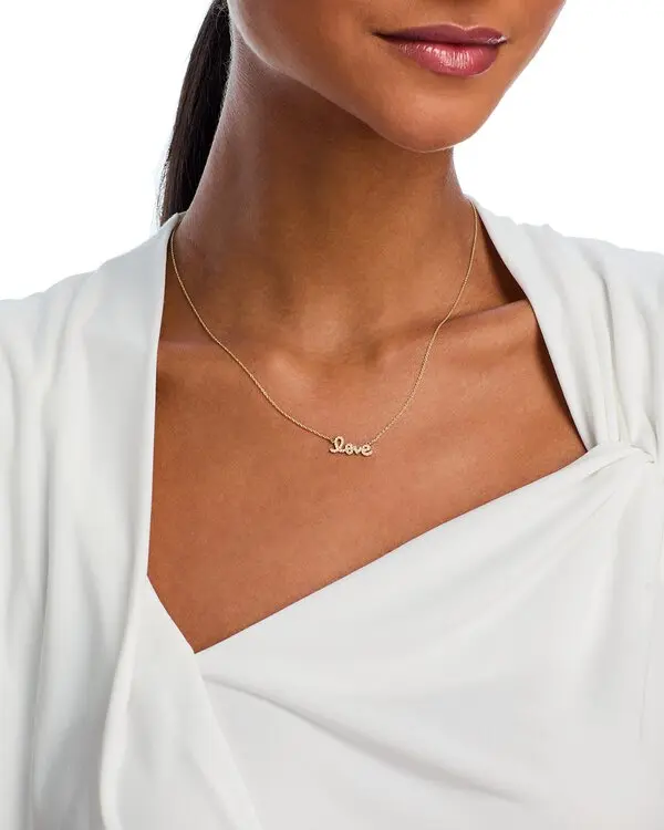 SYDNEY EVAN 14k Yellow Diamond Love Pendant Necklace