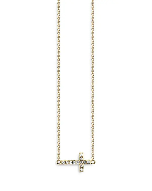 SYDNEY EVAN 14k Yellow Diamond Cross Pendant Necklace - Gold