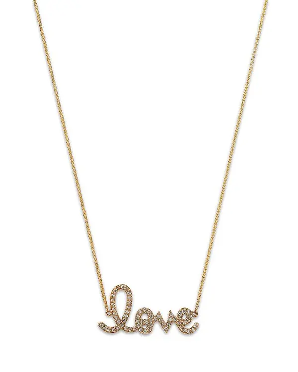 SYDNEY EVAN 14k Yellow Diamond Love Script Necklace - Gold