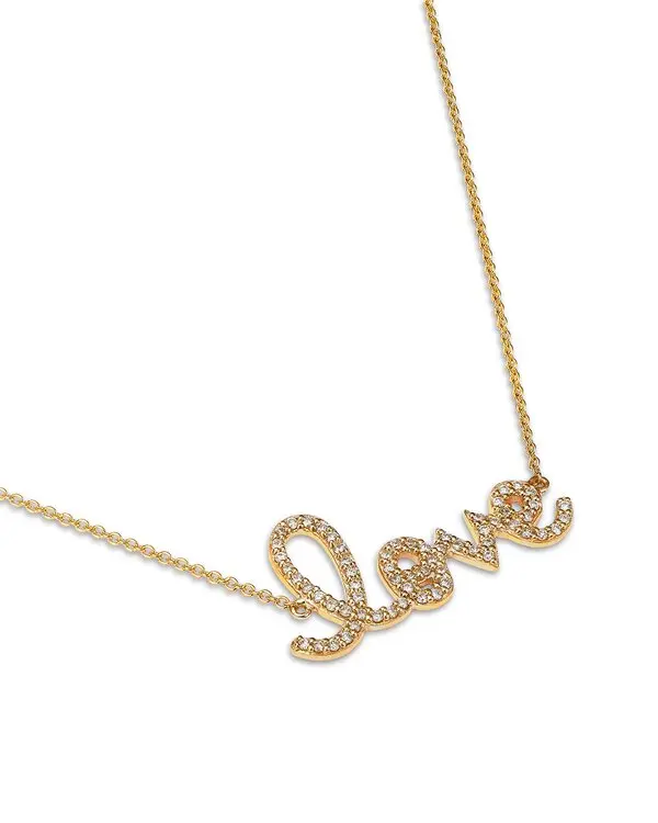 SYDNEY EVAN 14k Yellow Diamond Love Script Necklace