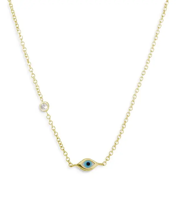 SYDNEY EVAN 14k Yellow Mini Enamel Evil Eye Pendant Necklace