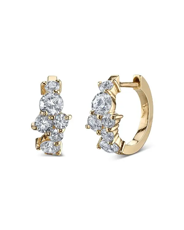 SYDNEY EVAN 14k Yellow Cocktail Huggie Hoop Earrings With Diamonds - Gold