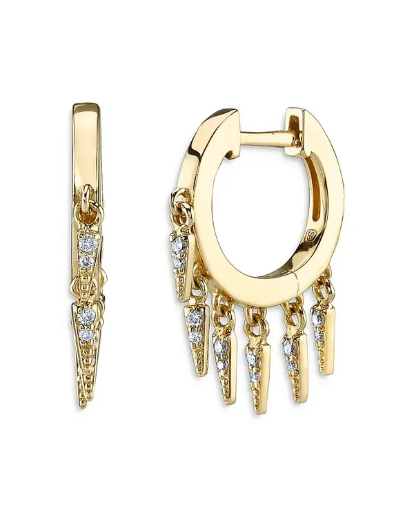 SYDNEY EVAN 14k Yellow Diamond Fringe Huggie Hoop Earrings - Gold