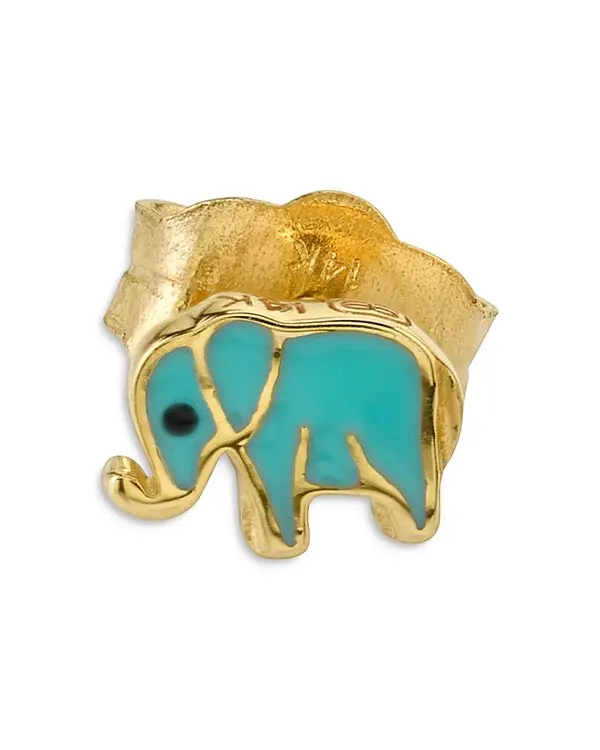SYDNEY EVAN 14k Yellow Gold Elephant Single Stud Earring - Blue/gold
