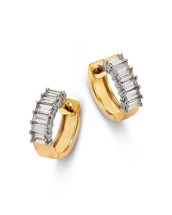 MOON & MEADOW 14k Yellow Lab Grown Diamond Huggie Hoop Earrings - Gold