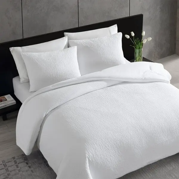 Vera Wang Puckered Textured 3 Pc. Comforter Set - White