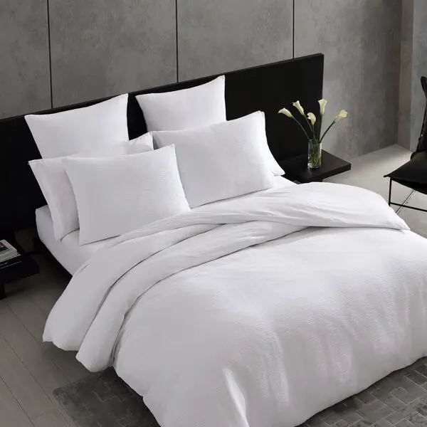 Vera Wang Solid Textured Pleats 3 Piece Duvet Cover Set, Queen