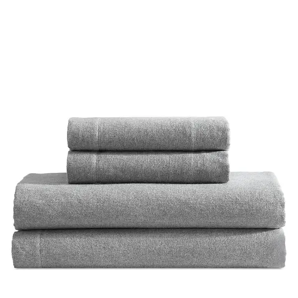 Calvin Klein Melange Flannel 4 Piece Sheet Set, Queen - Silver Grey