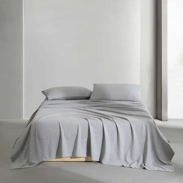 Calvin Klein Melange Flannel 4 Piece Sheet Set, King - Silver Grey