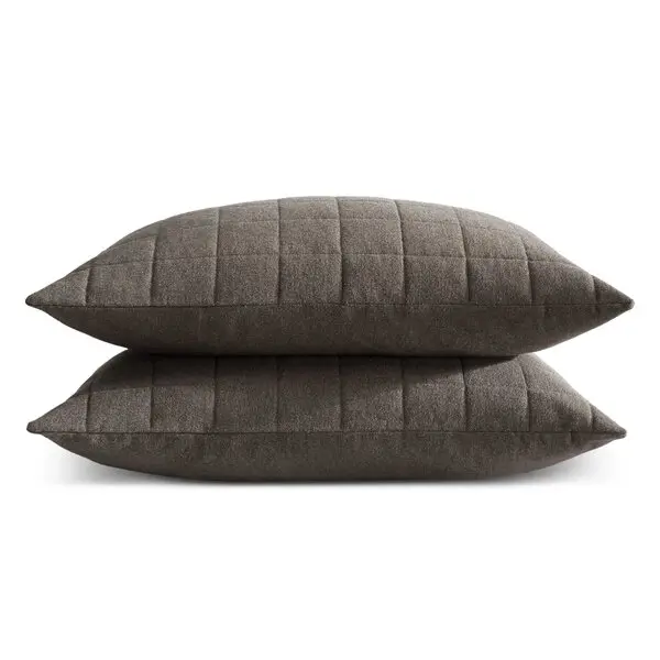 Calvin Klein Melange Flannel Standard Sham, Pair - Chocolate
