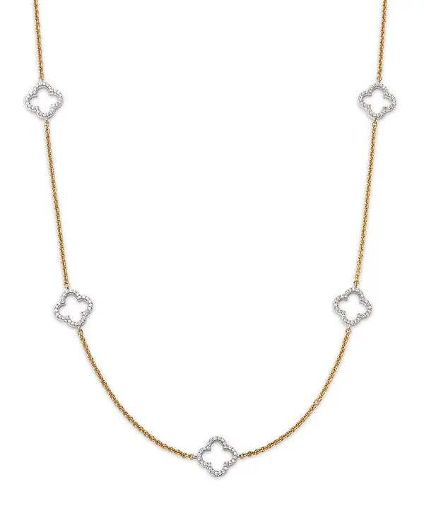 Bloomingdale'S 14k Gold Diamond Clover Necklace - White/gold