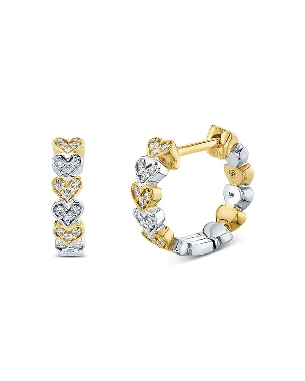 SYDNEY EVAN Diamond Heart Eternity Huggie Hoop Earrings - Gold