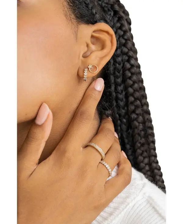 SYDNEY EVAN Diamond Heart Eternity Huggie Hoop Earrings