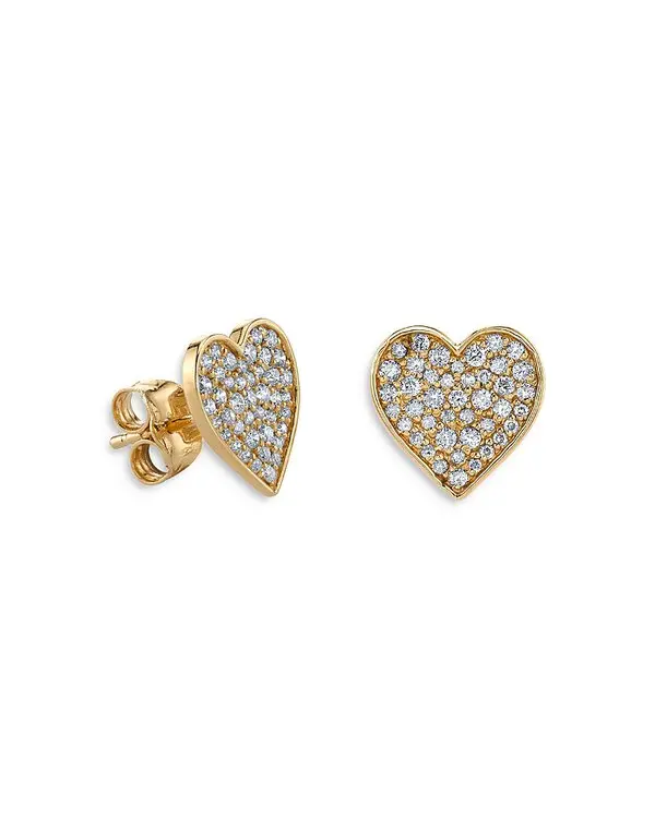 SYDNEY EVAN 14k Yellow Diamond Heart Stud Earrings - Gold