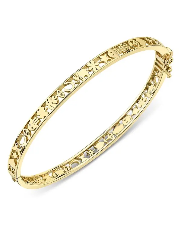 SYDNEY EVAN 14k Yellow Diamond Icon Bangle Bracelet - Gold